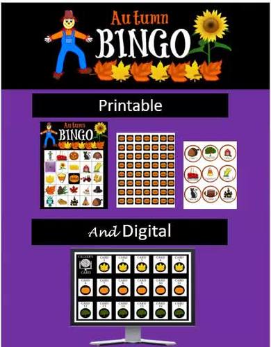 Fall Activity Bingo Game Printable and No Prep Digital by Susie's Notebook