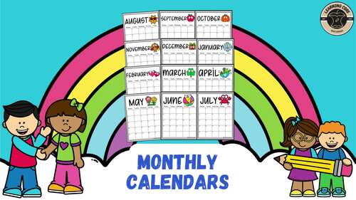Monthly Calendars for PreK, TK, UTK, Kindergarten, First Grade Back to ...