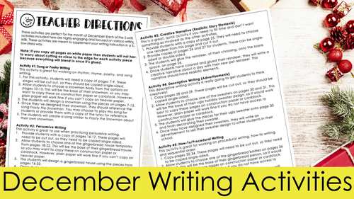 5 December Writing Activities | Winter Writing Lessons | 3rd-5th Grade