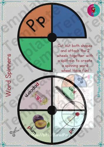 Vocab Word Spinners for Kindergarten. Letter P by Bored Parrot | TPT