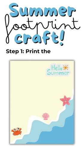 Summer Footprint Craft, Summer Craft Activity, Summer Preschool, Kids ...