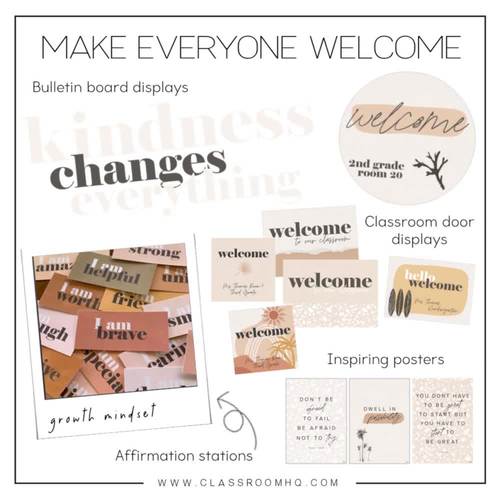 Modern BOHO SUMMER Classroom Decor BUNDLE | Neutral Classroom Decor