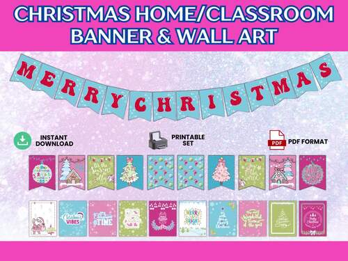 Merry Christmas Banner | Classroom Wall Art | Classroom Decor ...