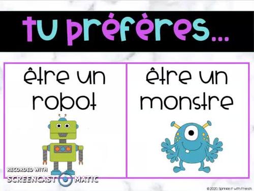French Digital Would You Rather? by Sprinkle it with French | TpT