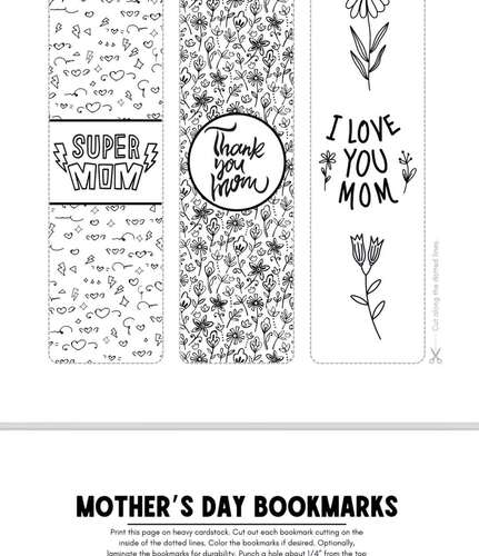 Mother’s Day Coloring Bookmark, Bookmarks to Color for Mom, Mothers Day ...