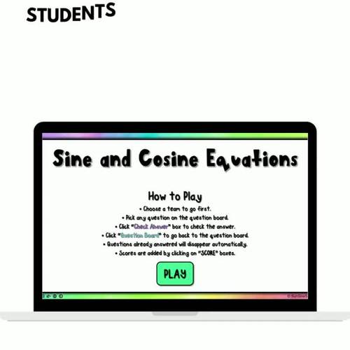Sine and Cosine Equations Team Game by Sun Sine | TPT