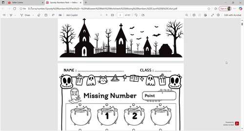 Spooky Numbers Pack — Halloween Math Worksheets (Missing Numbers, Count ...