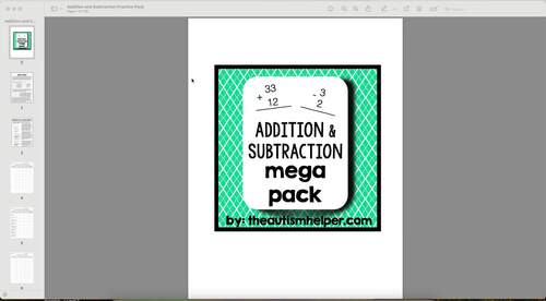 Addition & Subtraction Practice Pack by The Autism Helper | TPT