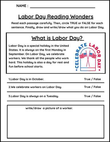 1st Grade Labor Day Reading Passages & Activities | ELA & Social Studies