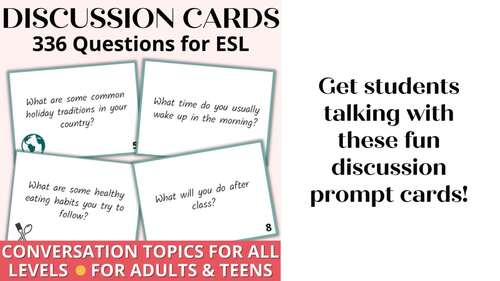 Adult ESL Speaking Activities - Discussion Cards & Ice Breakers for ...