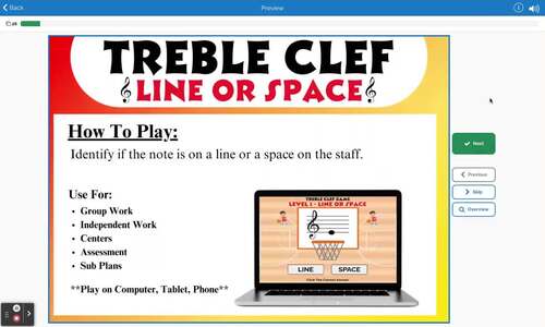 Basketball Treble Clef Digital Game - Level 1 Line or Space | Music ...