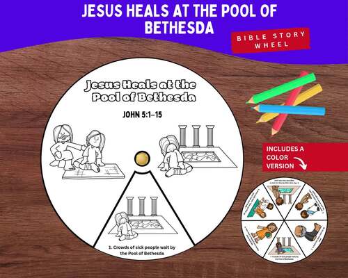 Jesus Heals at the Pool of Bethesda Coloring Wheel | John 5 Bible Craft ...