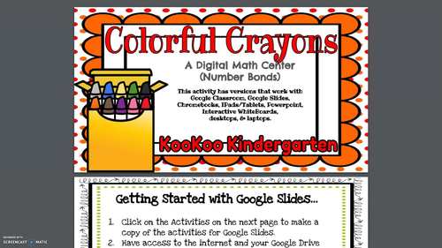 Colorful Crayons (Number Bonds)-A Digital Math Center (Compatible w ...