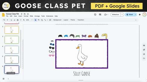 Classroom Goose Silly Porch Goose Class Pet Dress Up Outfits PDF ...