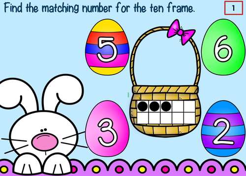 Easter Numbers, Number Words & Ten Frames BOOM & Task Cards Match Game