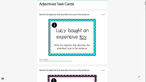 Adjective Task Cards / Printable & Digital / Google Form / Distance ...