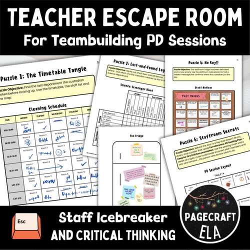 Printable Escape Room for Teacher PD Day or Staff Team Building | Back ...