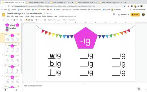Word Families Bundle-Google Slides-CVC and CCVC words DISTANCE LEARNING