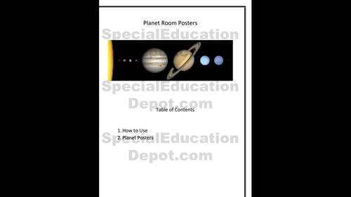 Solar System Planet Room Posters- use for VAAP VESOLs S-8 1 and S-5 6.