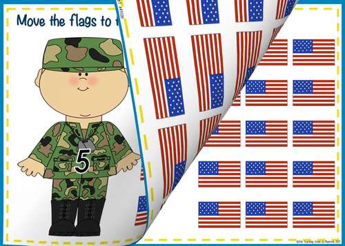 Memorial Day Counting BOOM Cards How Many Flags Numerals and Number Words