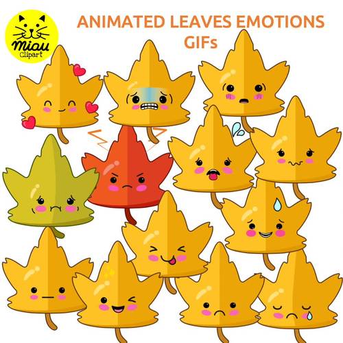 Emotions Fall Leaves | Feelings | Animated Clipart | GIF by Miau clipart