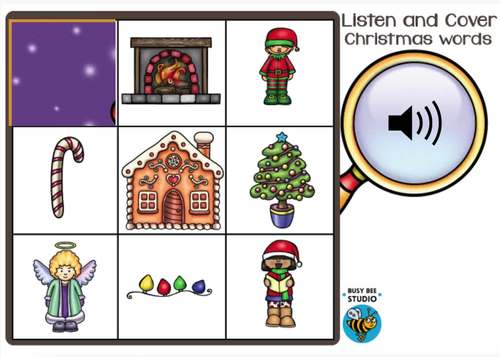 CHRISTMAS WORDS WINTER HIDDEN PICTURES DIGITAL GAMES BOOM CARDS WITH AUDIO