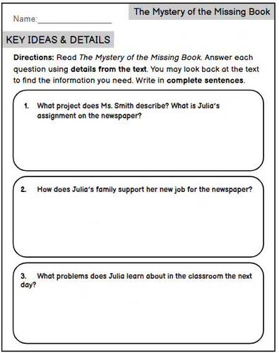 HMH Leveled Reader Companion | The Mystery of the Missing Book | Level ...