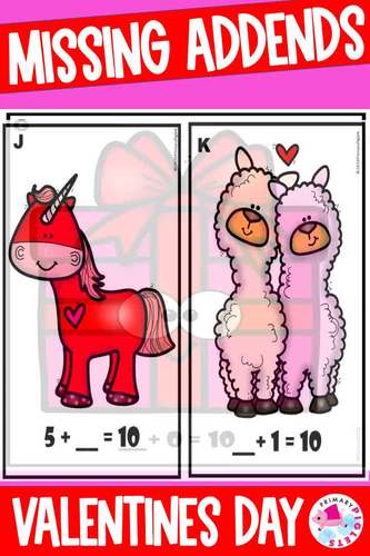 Missing Addends Sums of 10 Addition VALENTINE'S DAY Activities | TPT