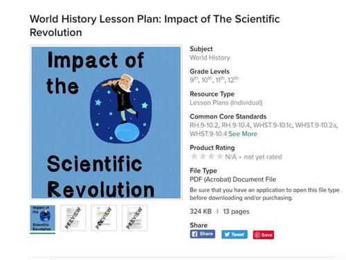 World History Lesson Plan: Impact of The Scientific Revolution | TPT