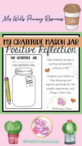 My Gratitude Mason Jar | Positive Reflection Activity | Craft Template ...