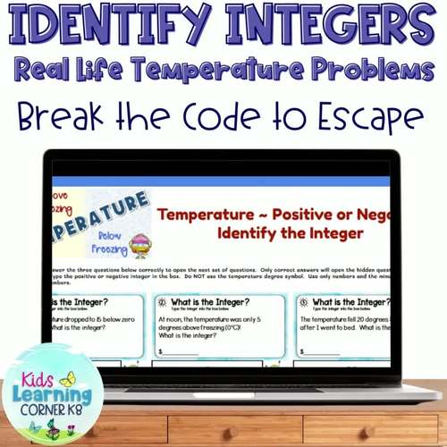 Identify Integers Practice - Temperature Word Problems - Digital Math ...