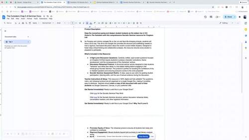 The Outsiders Chapters 5-8 Socratic Seminar Questions, Protocol, Resources