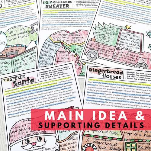 Christmas Reading Activity Main Idea & Key Detail Supporting Graphic ...