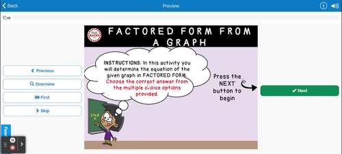 Quadratics Factored Form From a Graph Digital Boom Cards™ | Math ...