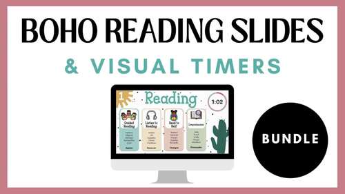 Boho Reading Centers Station Rotation Slides & Visual Countdown Timers ...
