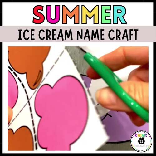 Ice Cream Name Craft | Preschool & Kindergarten Name Writing Activity ...