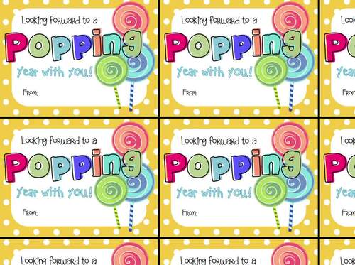 Lollipop/ Blow Pop Beginning of Year Gift Tag-Looking forward to a ...