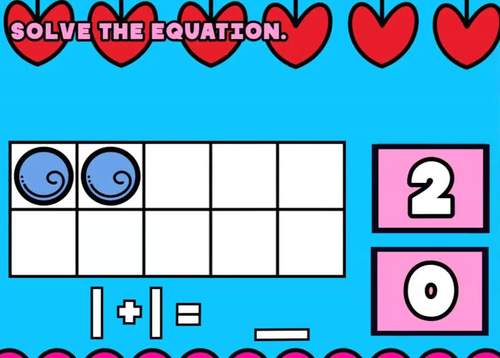 Valentines Day Gum Ball Addition Within 10 Boom Cards Ten Frame & Facts ...