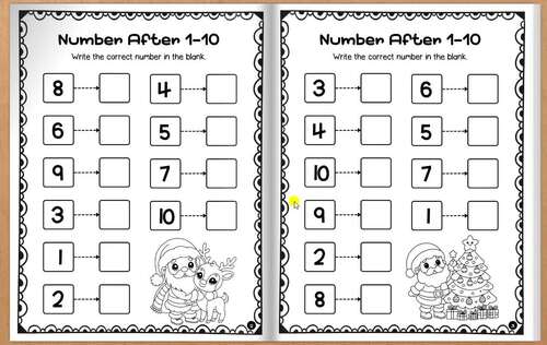 Christmas Ordering Numbers , Number After 1-100 Worksheets by Like math 67