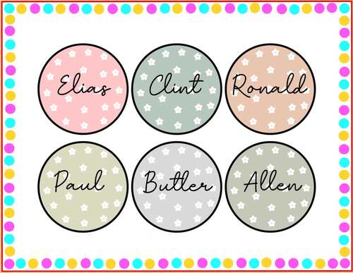 Printable Boho Student Name Labels, Round Boho Neutral Name Cards, Editable