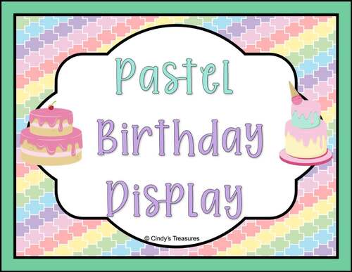 Pastels Birthday Display *Editable* by Cindy's Treasures | TPT