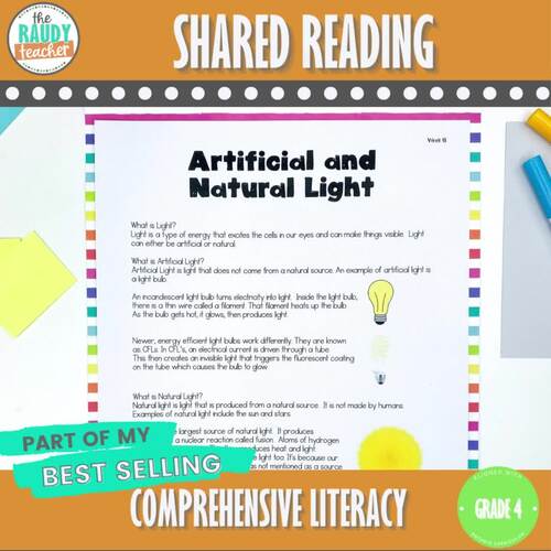 Shared Reading Passage & Lessons - Ontario Gr 4 Science - Light | TPT