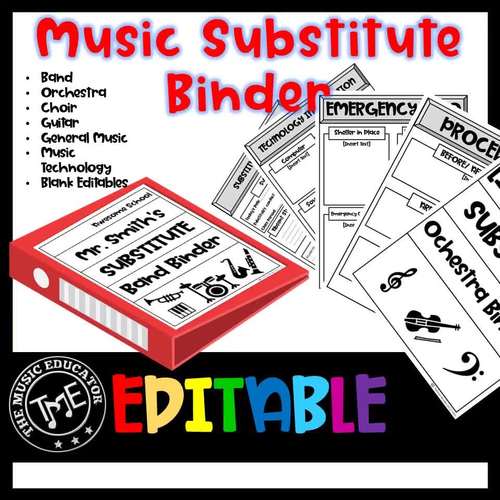 Music Sub Plan Templates | EDITABLE by The Music Educator | TPT