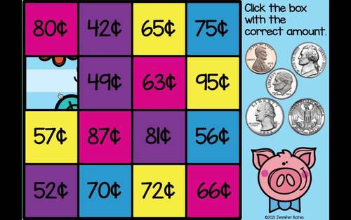 Counting Coins: Pennies, Nickels, Dimes & Quarters Google Slides