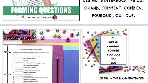 Forming French Questions With Interrogative Words Worksheet | TPT