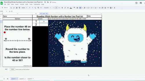 Google Sheets Place Value Pixel Art Round Whole Numbers w Number Lines ...