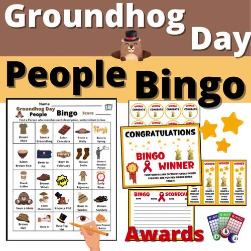 Groundhog Day People Bingo Group Activity Holiday Resource No Prep