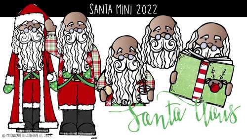Santa clip art 2022 Dark Skin Tone, Christmas clip art MINI | TPT