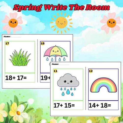 Spring Write the Room Addition | Differentiated Task Cards Math Centers