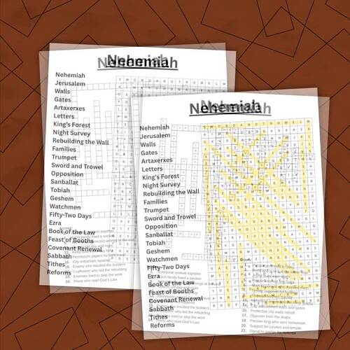 The Book of Nehemiah Bible Activities Word Search Crossword Word Jumble